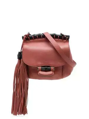 Gucci Leather Bamboo Nouveau Fringe Crossbody Bag - Pink