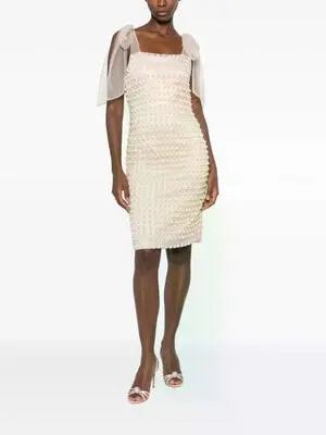 DUNESI Sofia Hand-beaded Midi Dress With Floral Motif
