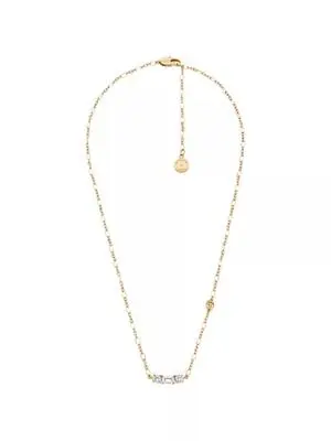 Michael Kors Crystal-embellished Logo-charm Necklace - Gold