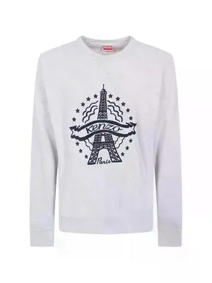Kenzo Logo-embroidered Cotton Sweater - Grey