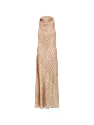 Herno Hanging Hook Print Silk Maxi Dress