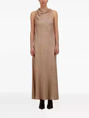 Herno Hanging Hook Print Silk Maxi Dress