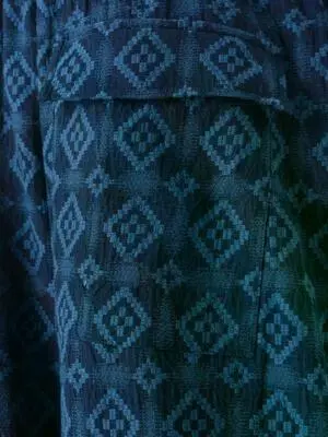 MAHARISHI Komon Aizome Diamond-pattern Drawstring Trousers