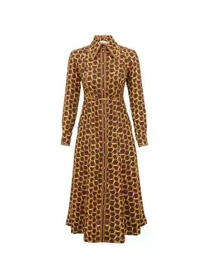 Zimmermann Chain Print Belted Midi Dress