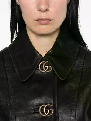 Gucci Leather Aged-effect Jacket