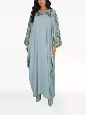 LOODYANA Embroidered Long-sleeve Maxi Kaftan Dress - Green
