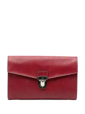 Prada Saffiano Leather Envelope Clutch Bag - Red