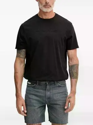 Armani Exchange Logo-embroidered T-shirt - Black