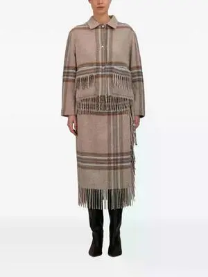 Herno Check-pattern Fringed Midi Skirt