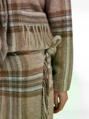 Herno Check-pattern Fringed Midi Skirt