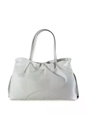 Tory Burch Logo-embossed Gathered Tote Bag - White
