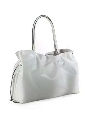 Tory Burch Logo-embossed Gathered Tote Bag - White