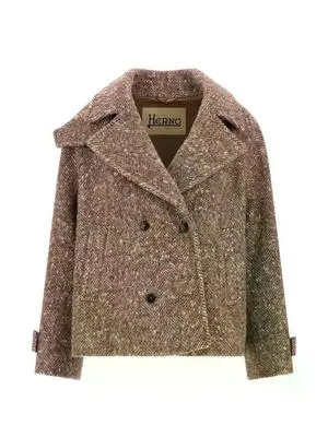 Herno Herringbone Bouclé Peacoat