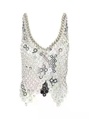 Rabanne Sequin-embellished Top - Silver