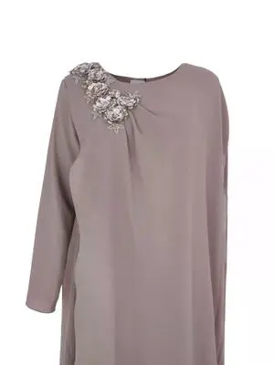 LOODYANA Floral Embellished Cape Overlay Maxi Dress