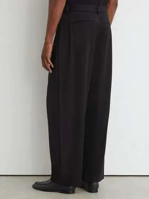 REISS Belted Relaxed-fit Pleated Trousers - Black