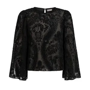TRAFFIC PEOPLE Cecilia Tallis Sheer Floral Liza Top - Black