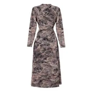 LUNA FASHION HOUSE Mila Draped Midi Dress - Brown