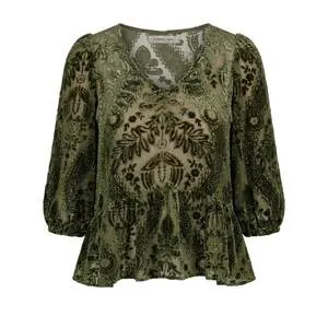 TRAFFIC PEOPLE Cecilia Tallis Sheer Floral Stevie Blouse - Green