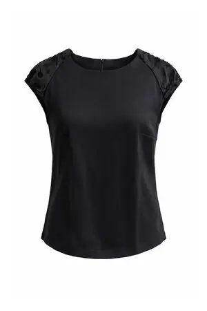 CONQUISTA Elegant Top With Textured Cap Sleeves