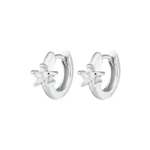 SCREAM PRETTY Sparkling Single Star Huggie Earrings - Silver