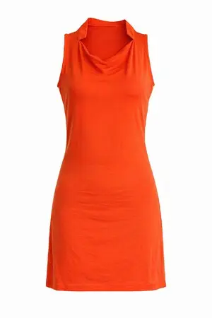 CONQUISTA Elegant Sleeveless Cowl-neck Dress In Vibrant - Orange