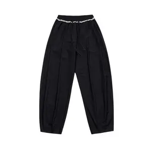 ALAS Name Silk Cotton Blend Pleated Barrel Leg Trousers - Black