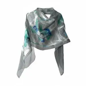 MARYELL Cloud Gray Handcrafted Silk Scarf
