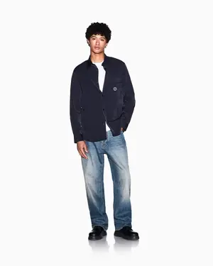 Armani Exchange Oversized Fit Shirt With Lining - Navy Blue