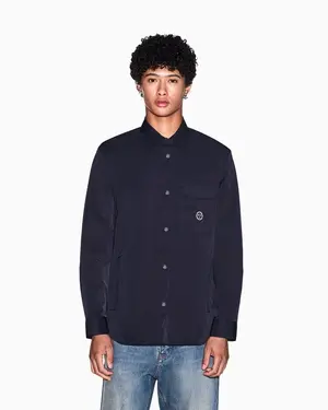 Armani Exchange Oversized Fit Shirt With Lining - Navy Blue