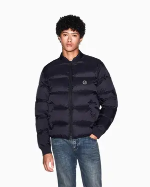 Armani Exchange Down Jacket With Stand Collar - Black