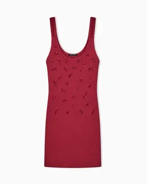 Armani Exchange Slim Fit Dress Knitted Viscose Blend - Red