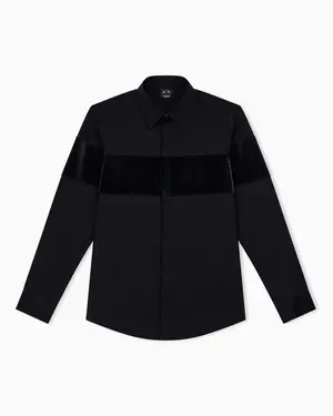 Armani Exchange Regular Fit Shirt In Stretch Cotton Satin - Black