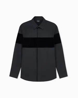 Armani Exchange Regular Fit Shirt In Stretch Cotton Satin - Black