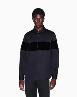 Armani Exchange Regular Fit Shirt In Stretch Cotton Satin