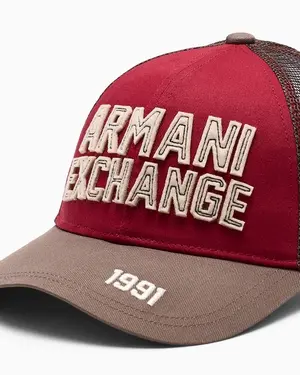 Armani Exchange Cotton Twill Baseball Cap - Red