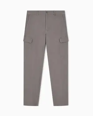 Armani Exchange Regular Fit Trousers In Cotton Twill - Brown