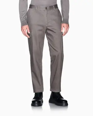 Armani Exchange Regular Fit Trousers In Cotton Twill