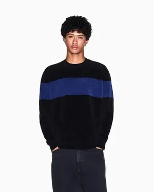 Armani Exchange Chenille Pullover With Horizontal Stripe Detail - Striped