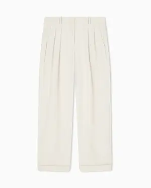 Armani Exchange Oversized Trouser In Recycled Crepe With Belt - Beige