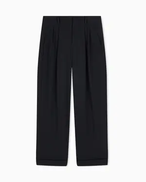 Armani Exchange Oversized Trouser In Recycled Crepe With Belt Black