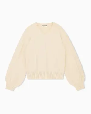 Armani Exchange Regular Fit Pullover Knitted With Wool - Beige