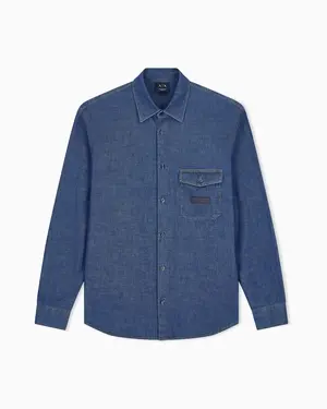 Armani Exchange Over Fit Shirt Denim In Cotton
