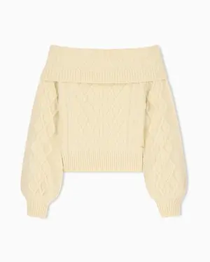 Armani Exchange Textured Wool Blend Pullover - Beige