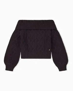 Armani Exchange Regular Fit Pullover Knitted Wool Blend - Brown