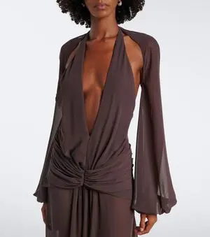 DE LA VALI Fiorela Chiffon Maxi Dress