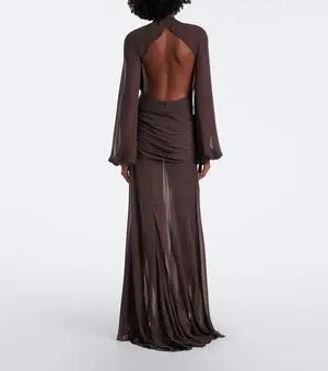 DE LA VALI Fiorela Chiffon Maxi Dress