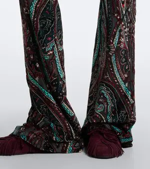 Etro Patch-applique Paisley Flared Pants