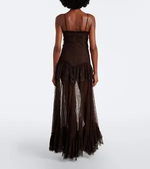 DE LA VALI Kala Tiered Ruffled Lace Maxi Dress