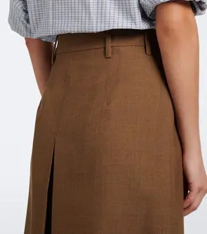 Prada Chiffon-trimmed Virgin Wool Midi Skirt